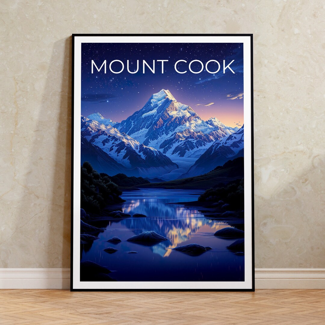 Mount Cook Poster, Mount Cook Print, New Zealand Poster, New Zealand ...