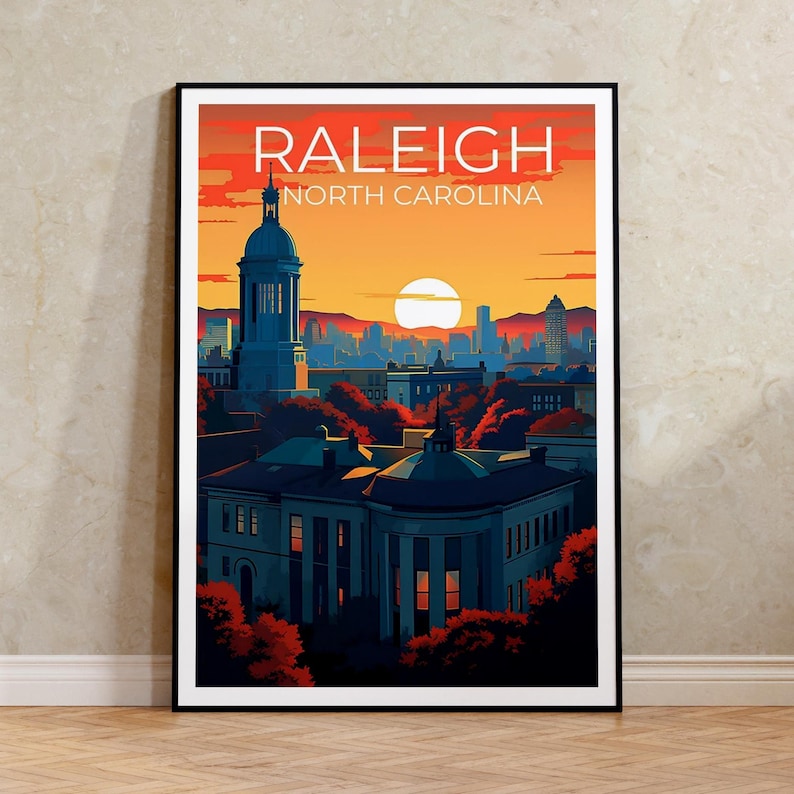 Raleigh Travel Poster, North Carolina Wall Art, North Carolina Print ...