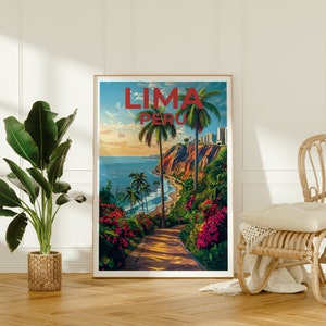 Lima Travel Poster, Lima Wall Art, Peru Print, Peru Poster, Miraflores ...
