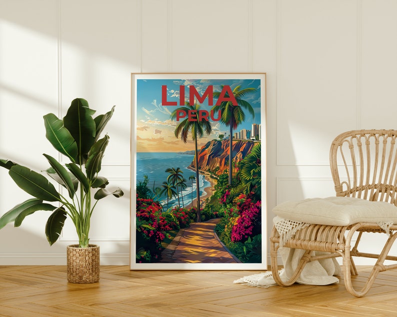 Lima Travel Poster, Lima Wall Art, Peru Print, Peru Poster, Miraflores ...