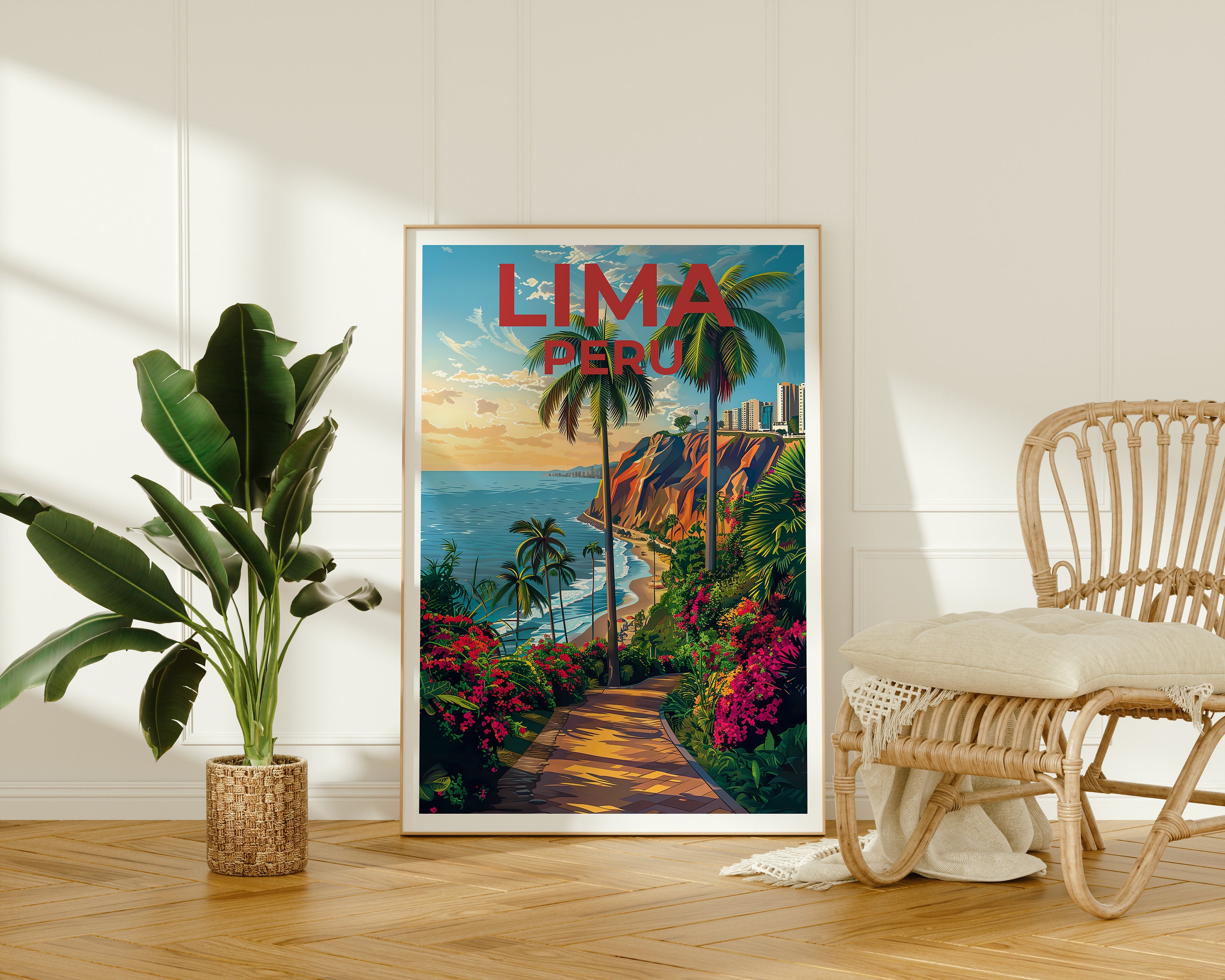 Lima Travel Poster, Lima Wall Art, Peru Print, Peru Poster, Miraflores ...