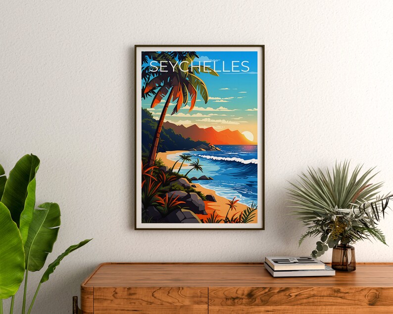 Seychelles Travel Poster, Africa Wall Art, Africa Print, Seychelles ...