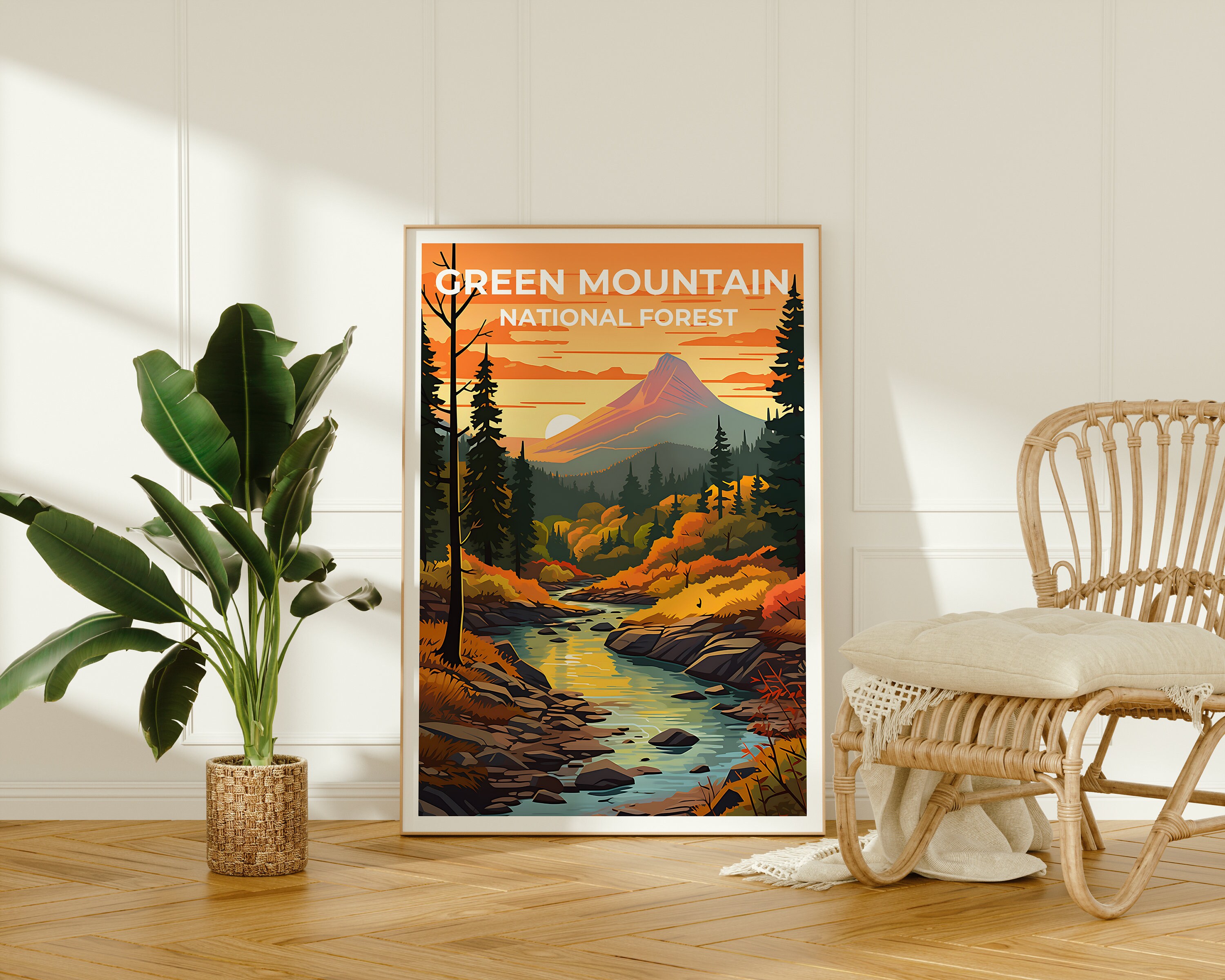 Green Mountain Poster Vermont Wall Art Vermont Print Green - Etsy
