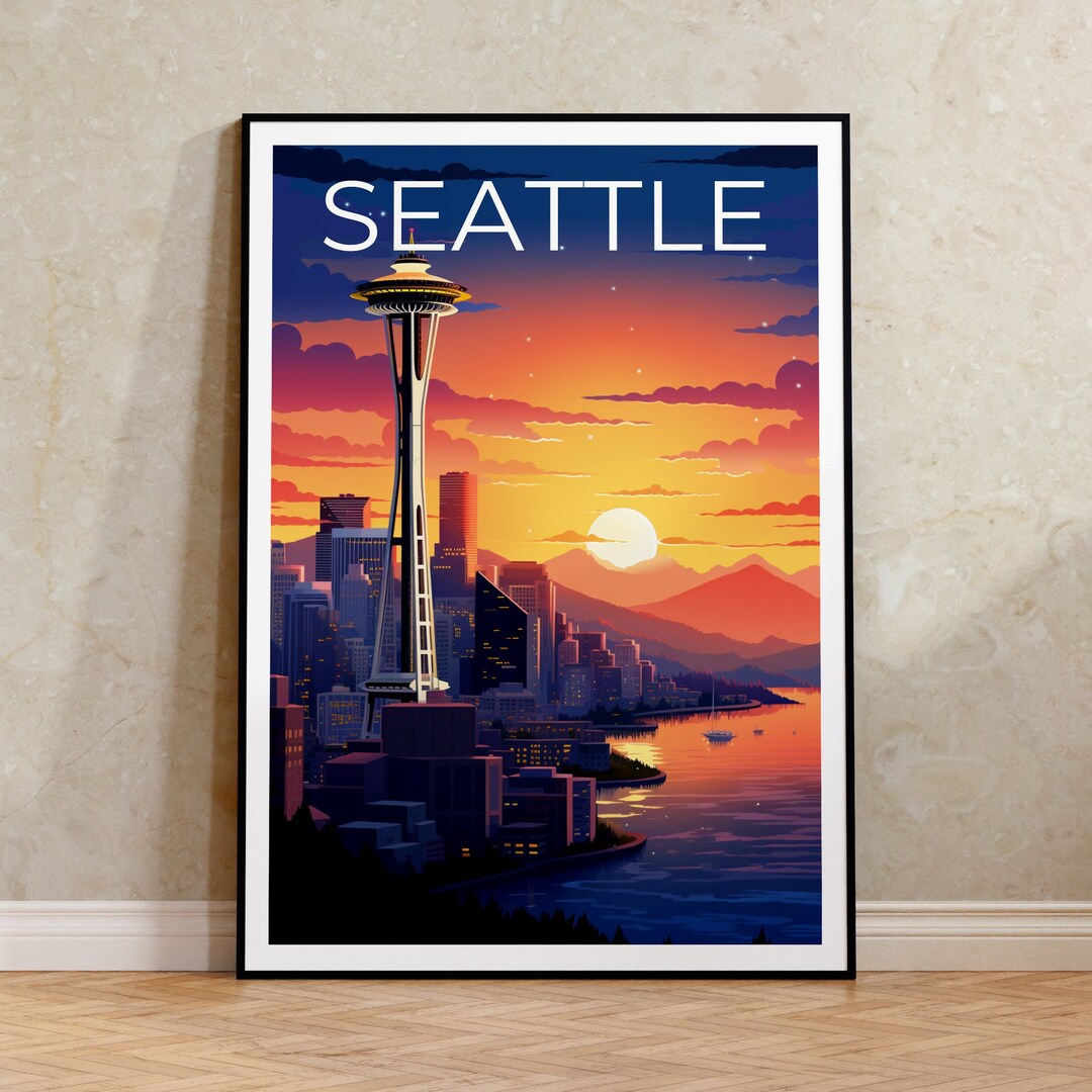 Seattle Travel Poster, Washington Wall Art, Washington Print, Seattle ...