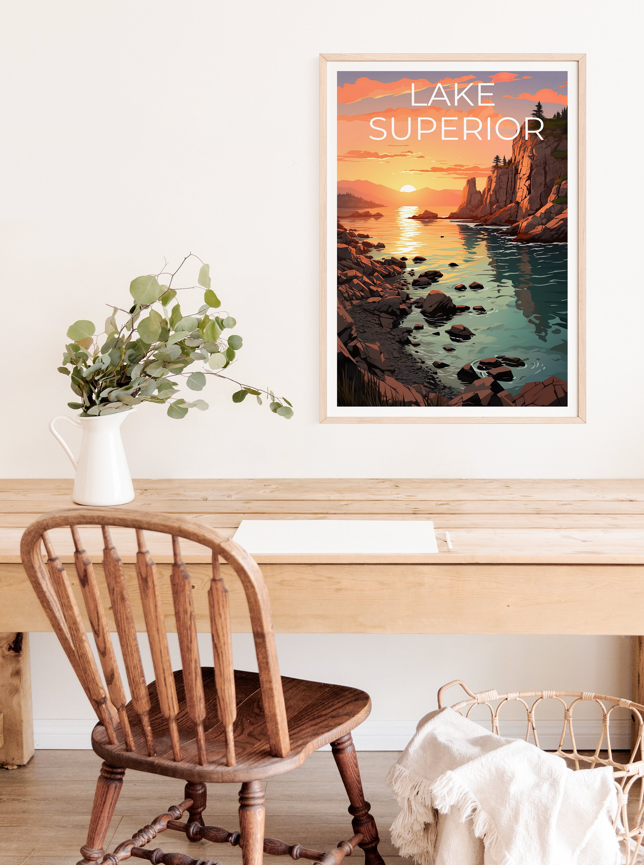Lake Superior Poster, Lake Superior Art, Great Lakes Poster, Great ...