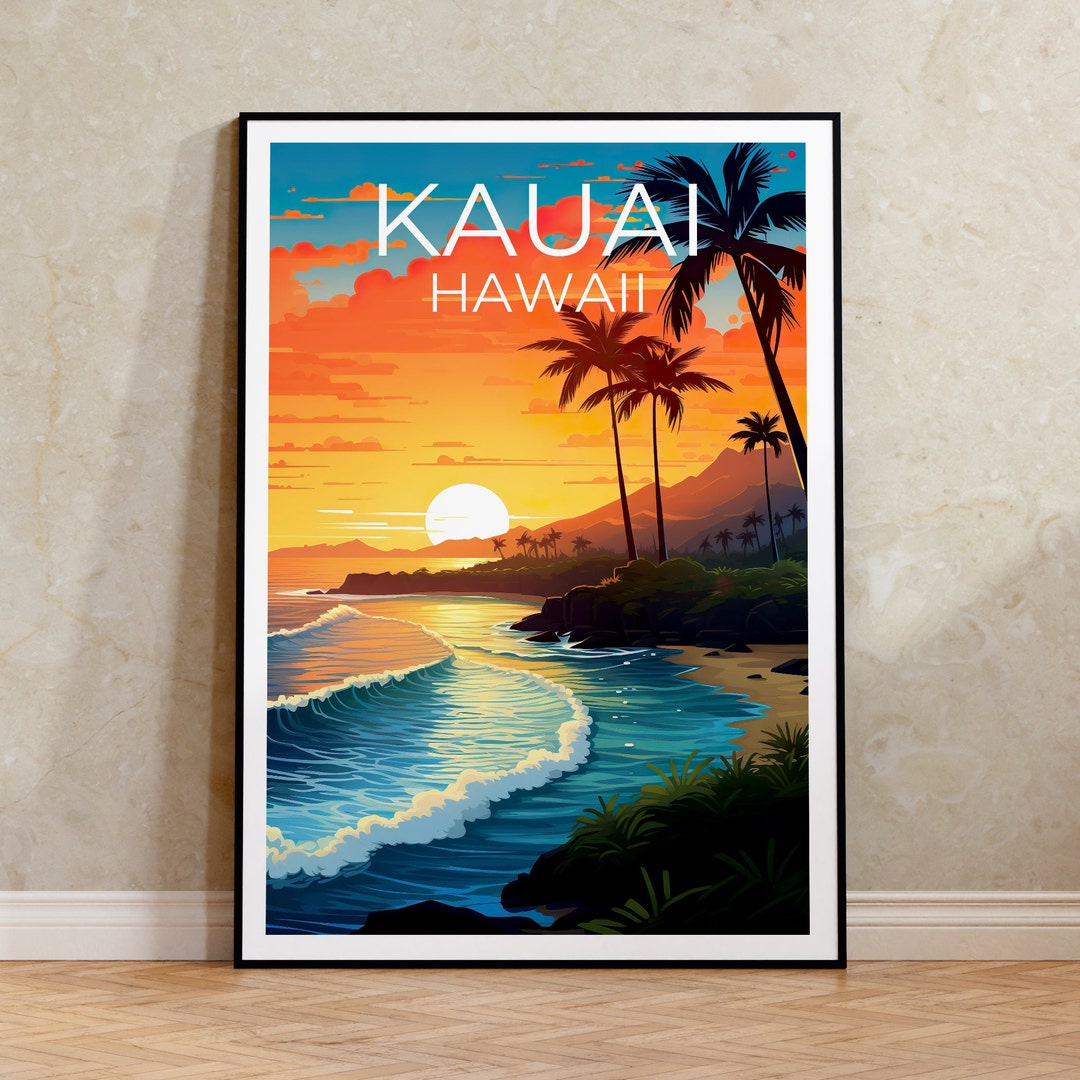 Kauai Travel Poster, Hawaii Wall Art, Hawaii Print, Kauai Poster ...