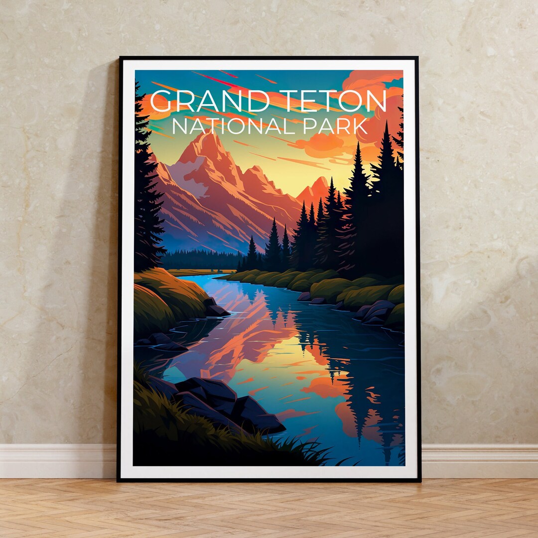 Grand Teton National Park Poster, Wyoming Print, Wyoming Poster, Grand Teton Print, Wyoming ...