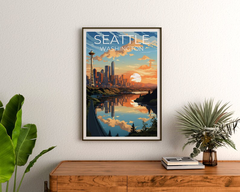 Seattle Travel Poster, Washington State Wall Art, Washington State ...