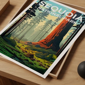 Sequoia Travel Poster, California Wall Art, California Print, Sequoia ...