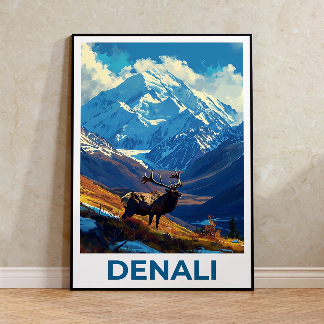 Denali Travel Poster, Alaska Wall Art, Alaska Print, Denali Poster ...