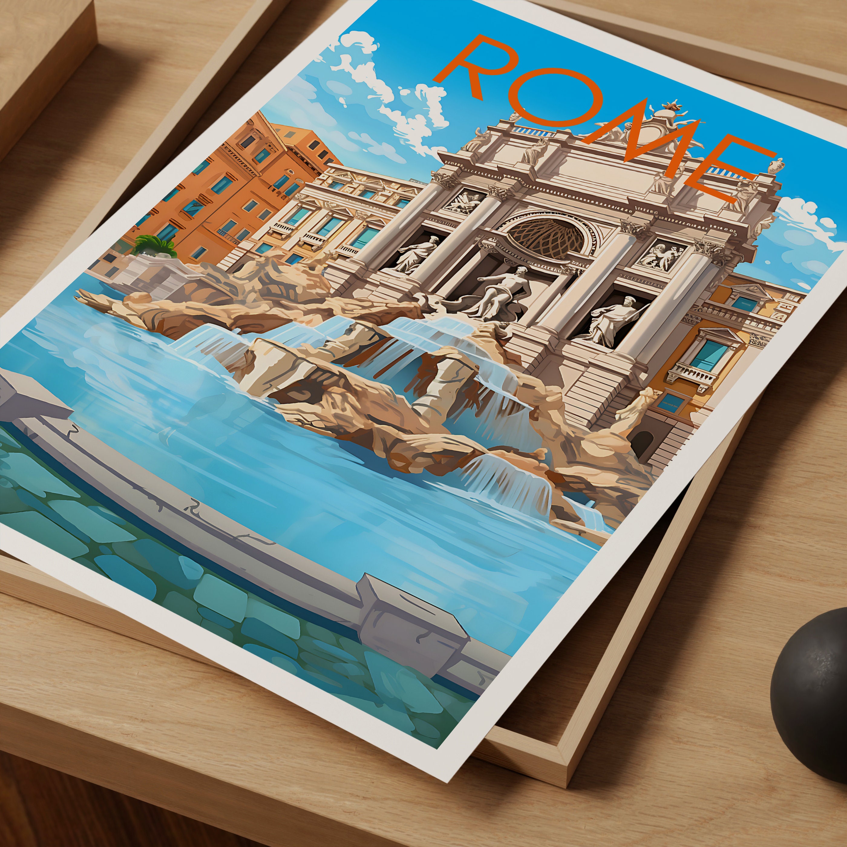 Rome Travel Poster, Italy Wall Art, Trevi Fountain Print, Italy Poster ...