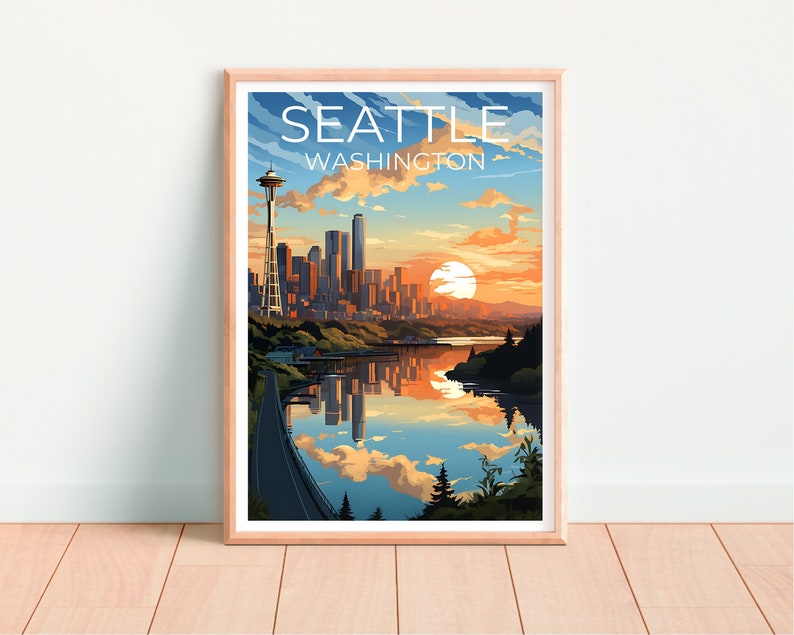 Seattle Travel Poster, Washington State Wall Art, Washington State ...