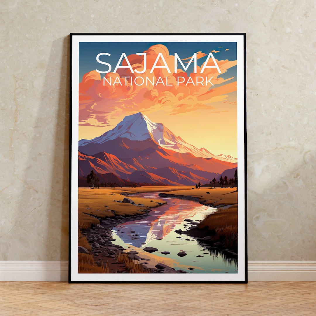 Sajama Park Travel Poster, Bolivia Wall Art, Bolivia Print, Sajama Park ...