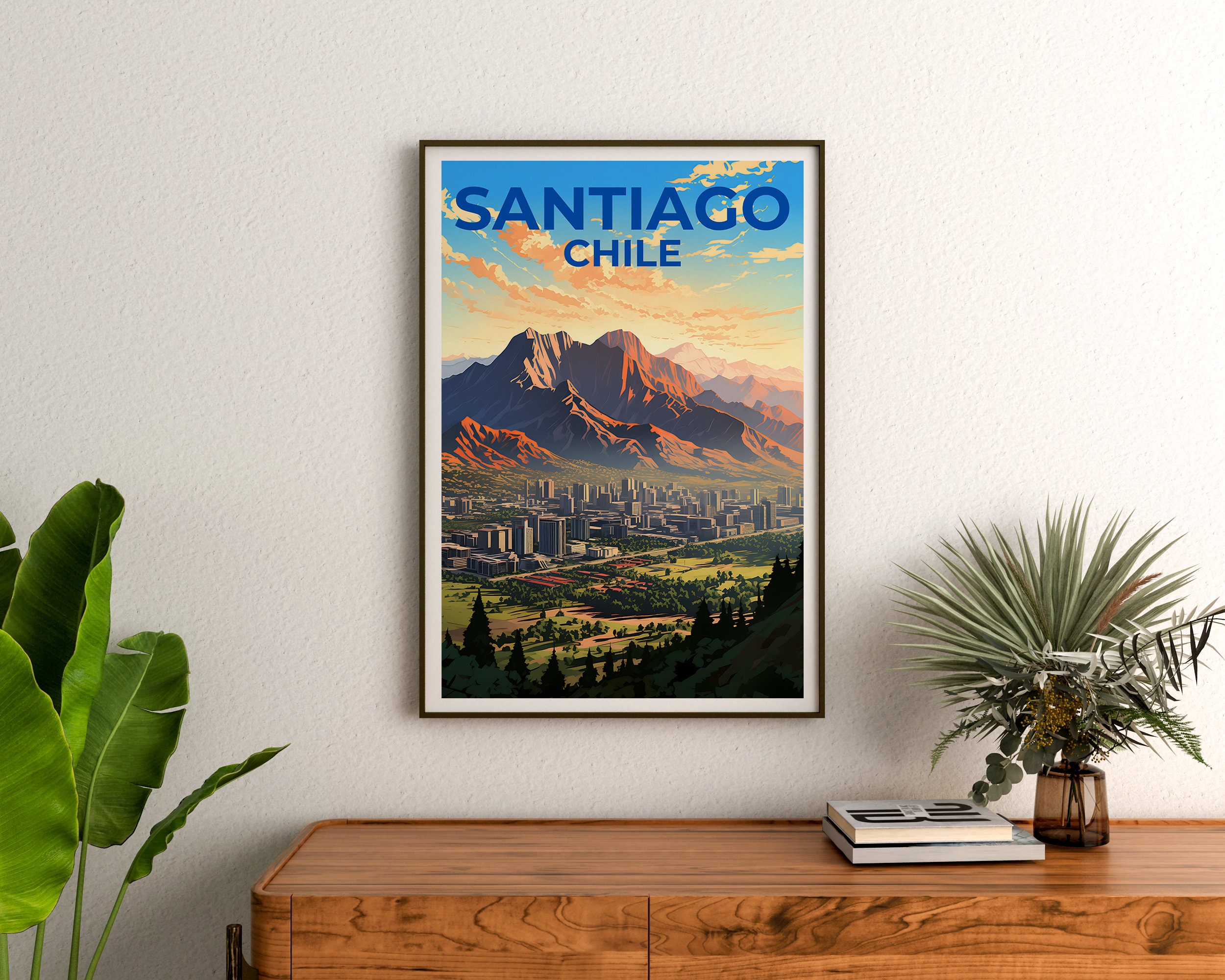 Santiago Travel Poster Chile Wall Art Chile Print Santiago - Etsy