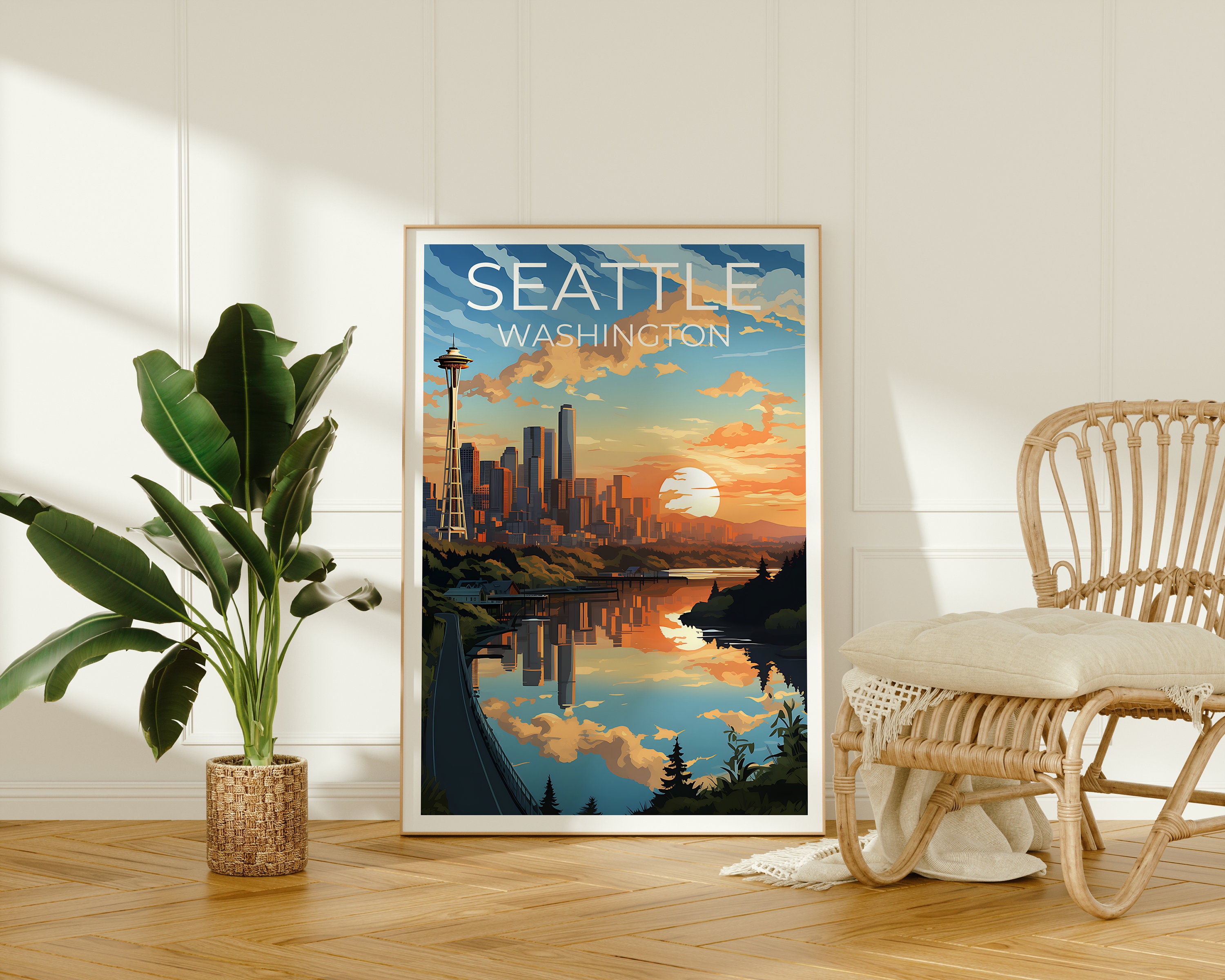 Seattle Travel Poster, Washington State Wall Art, Washington State ...