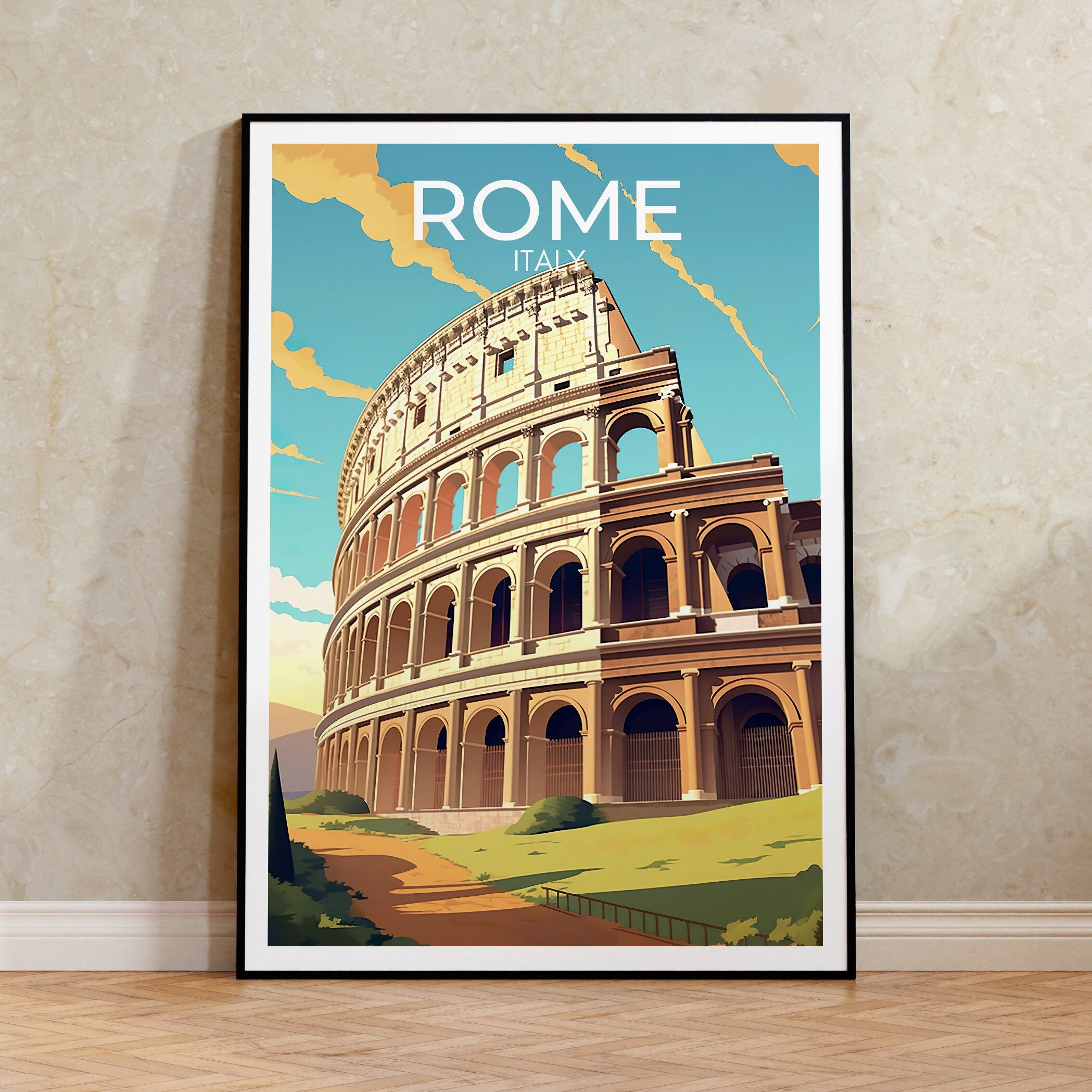 Rome Travel Poster, Colosseum Wall Art, Italy Print, Rome Poster ...