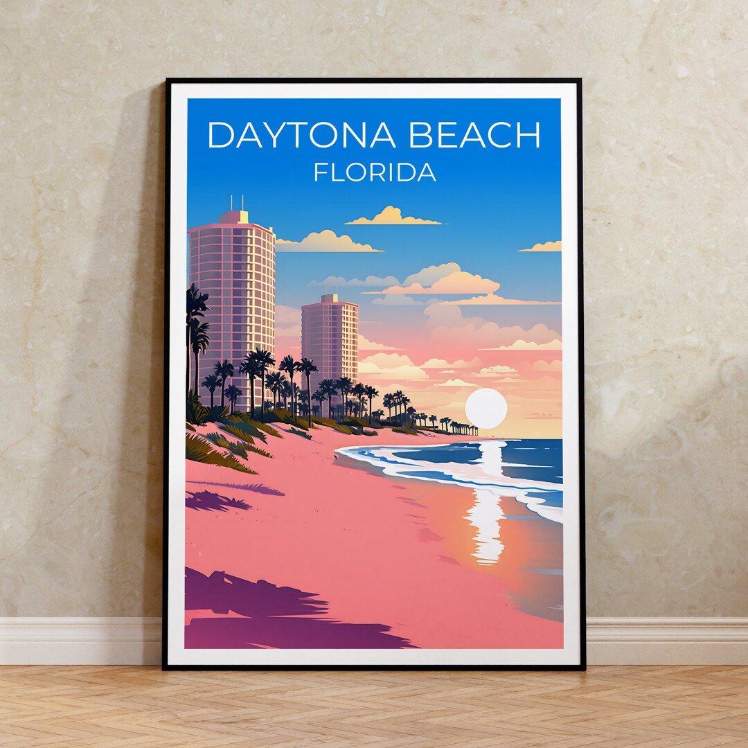 Daytona Beach Travel Poster, Florida Wall Art, Florida Print, Dayton ...
