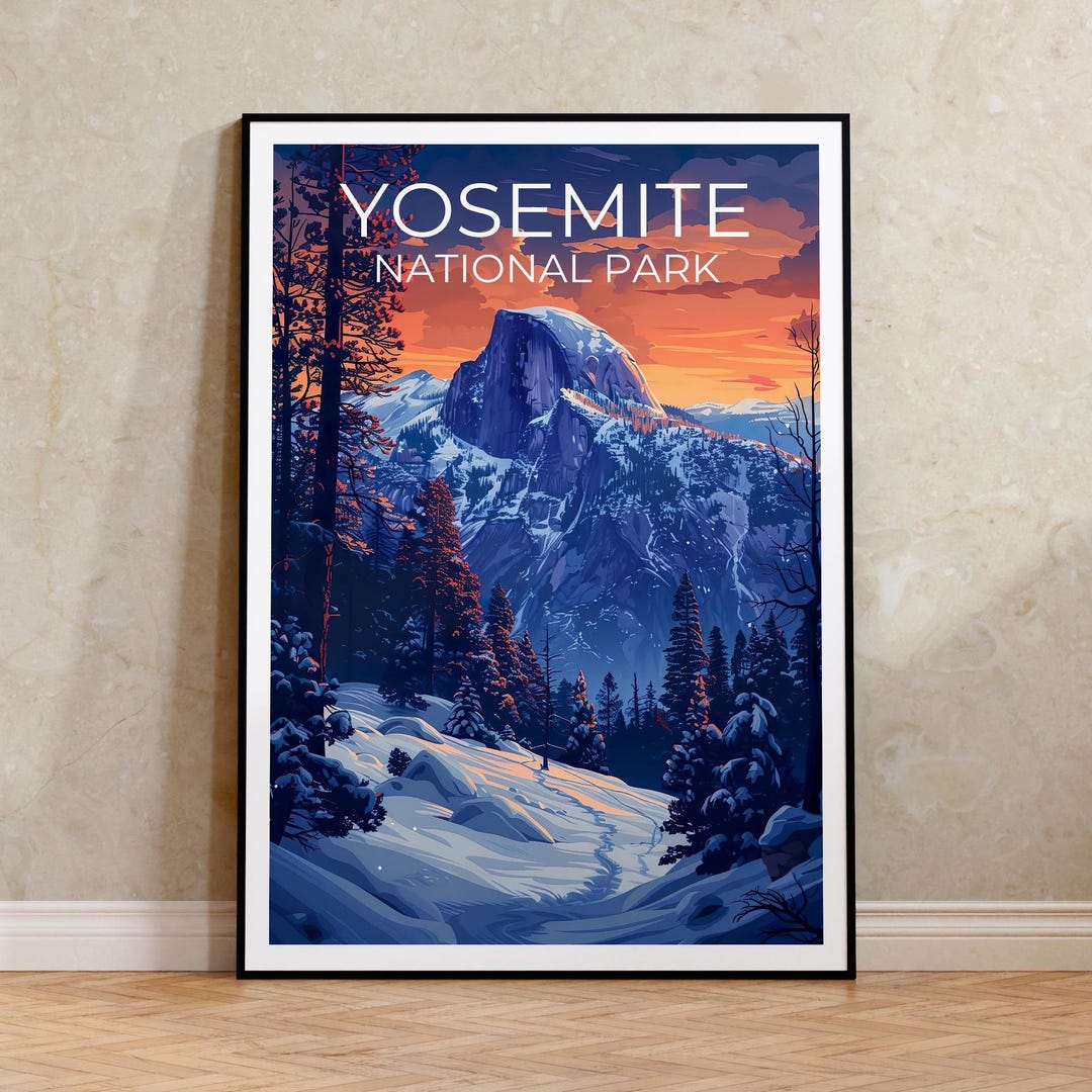 Yosemite National Park Travel Print California Poster Half Dome Poster ...