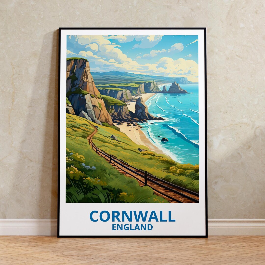 Cornwall Travel Print England Poster Cornwall Cliffs Wall Art Great ...