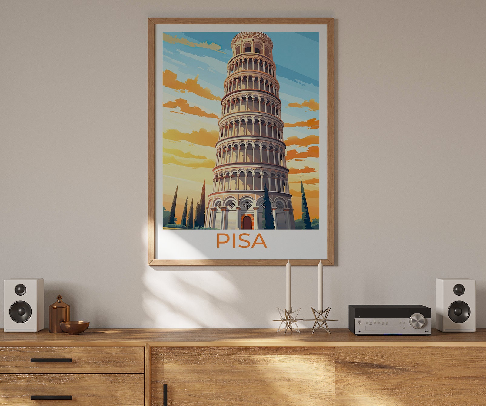 Leaning Tower of Pisa Poster, Italy Wall Art, Leaning Tower of Pisa ...