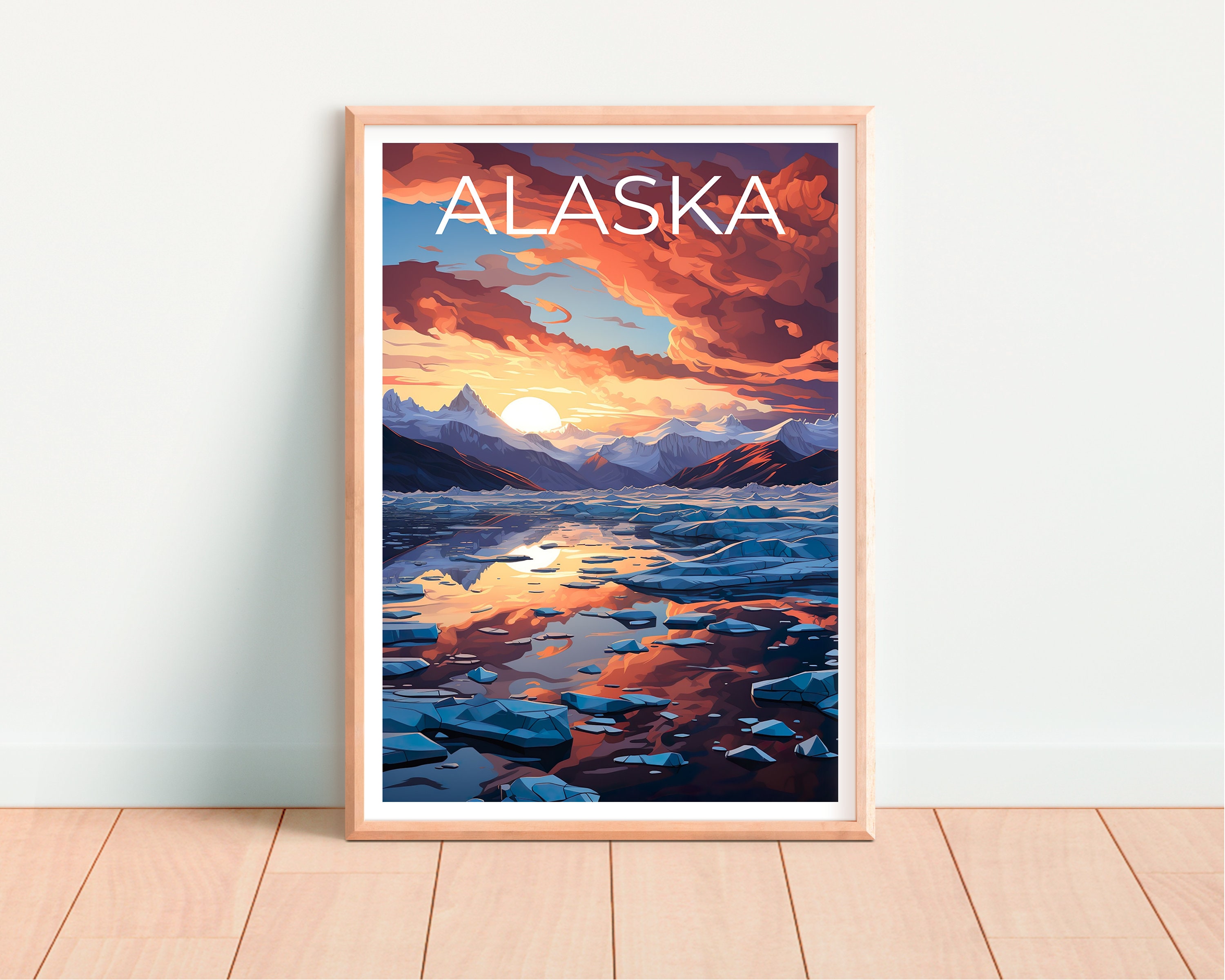 Alaska Travel Poster, Glacier Wall Art, Glacier Print, Alaska Poster ...