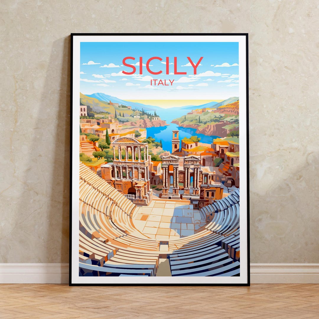 Sicily Travel Poster, Italy Wall Art, Sicily Print, Sicily Poster ...