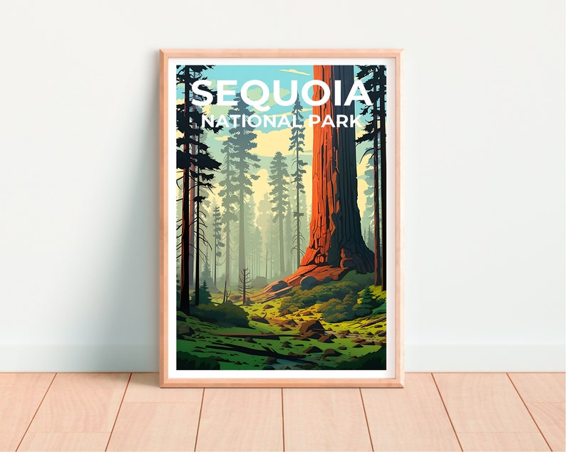 Sequoia Travel Poster, California Wall Art, California Print, Sequoia ...