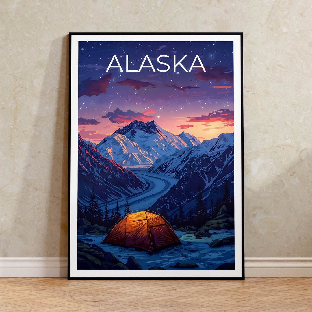 Alaska Poster, Alaska Print, Mountain Poster, Mountain Print, Alaska ...