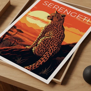 Serengeti Travel Poster, Cheetah Wall Art, Cheetah Print, Serengeti ...