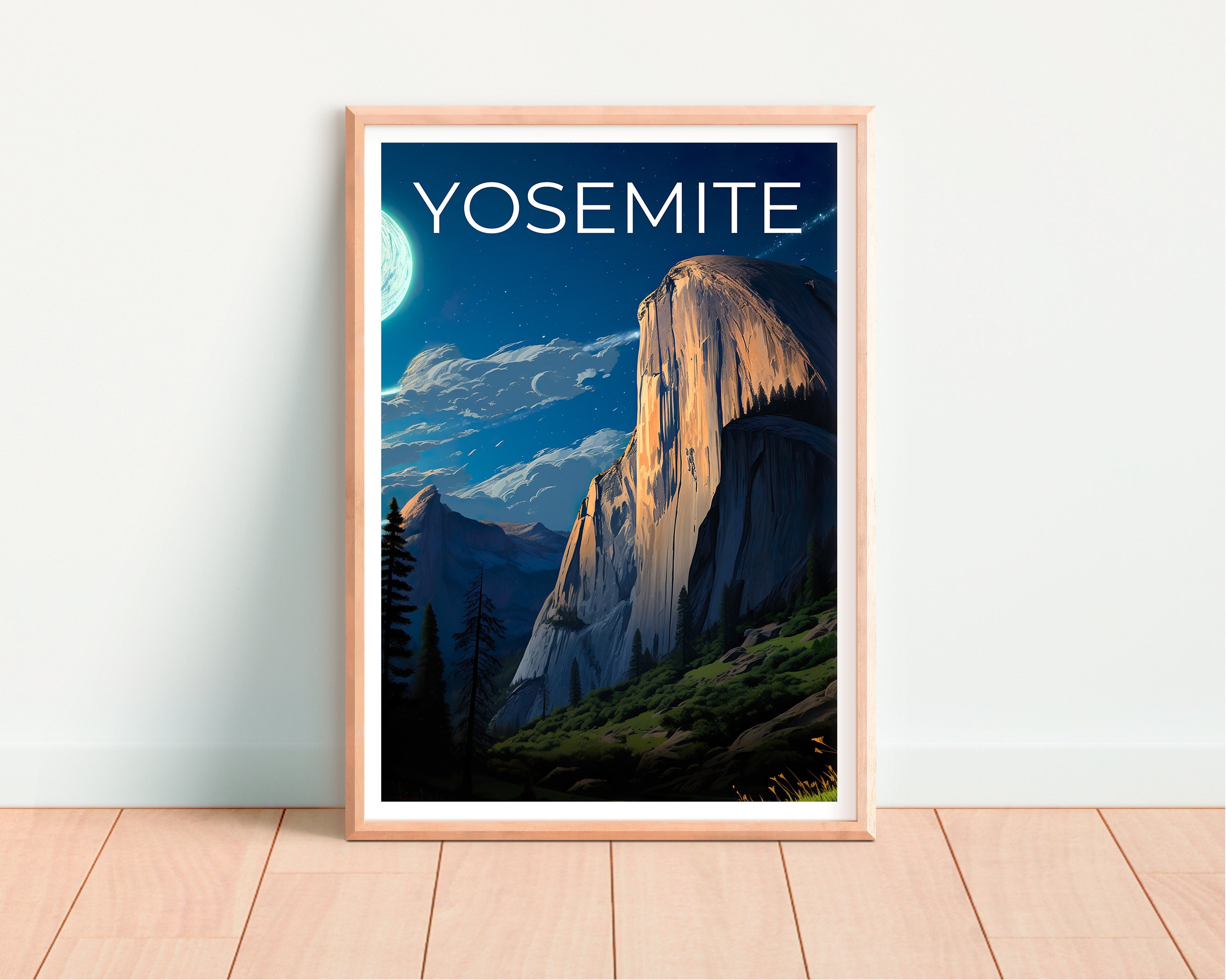 Yosemite Travel Poster, Half Dome Wall Art, Half Dome Print, Yosemite ...