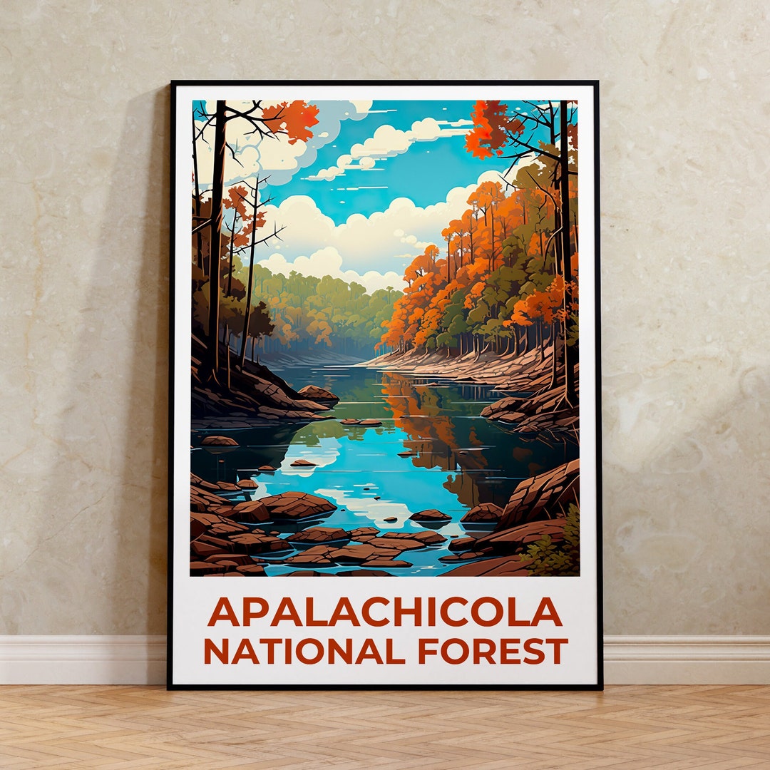 Apalachicola Forest Travel Poster, Florida Wall Art, Florida Print ...