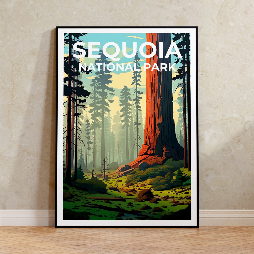 Sequoia Travel Poster, California Wall Art, California Print, Sequoia ...