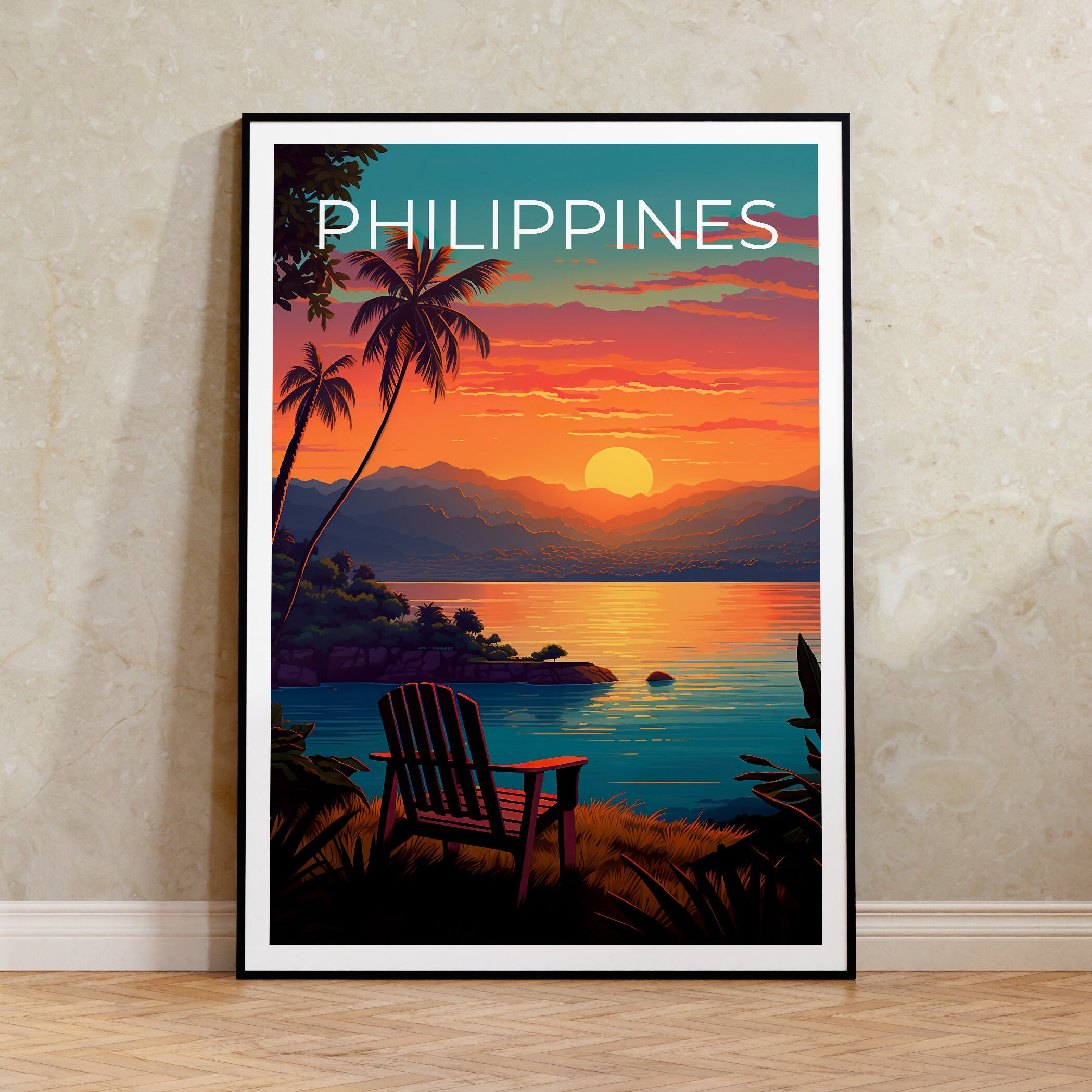 Philippines Travel Poster, Coast Wall Art, Mountain Print, Philippines ...