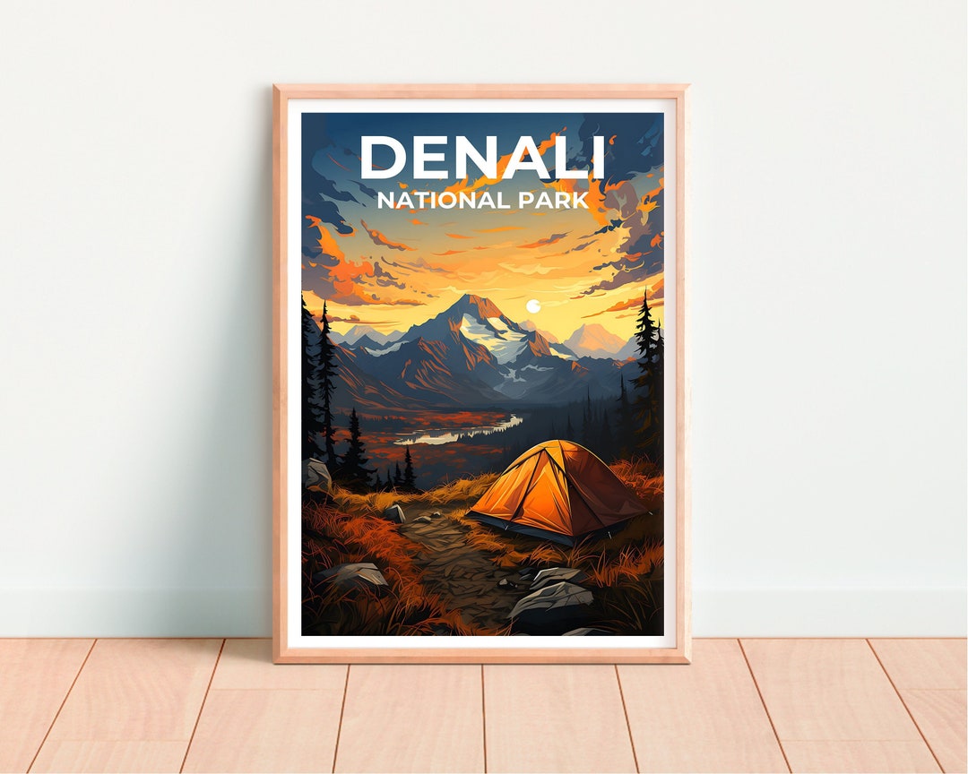 Denali Travel Poster, Alaska Wall Art, Alaska Print, Denali Poster, Alaska Poster, Nature Poster ...