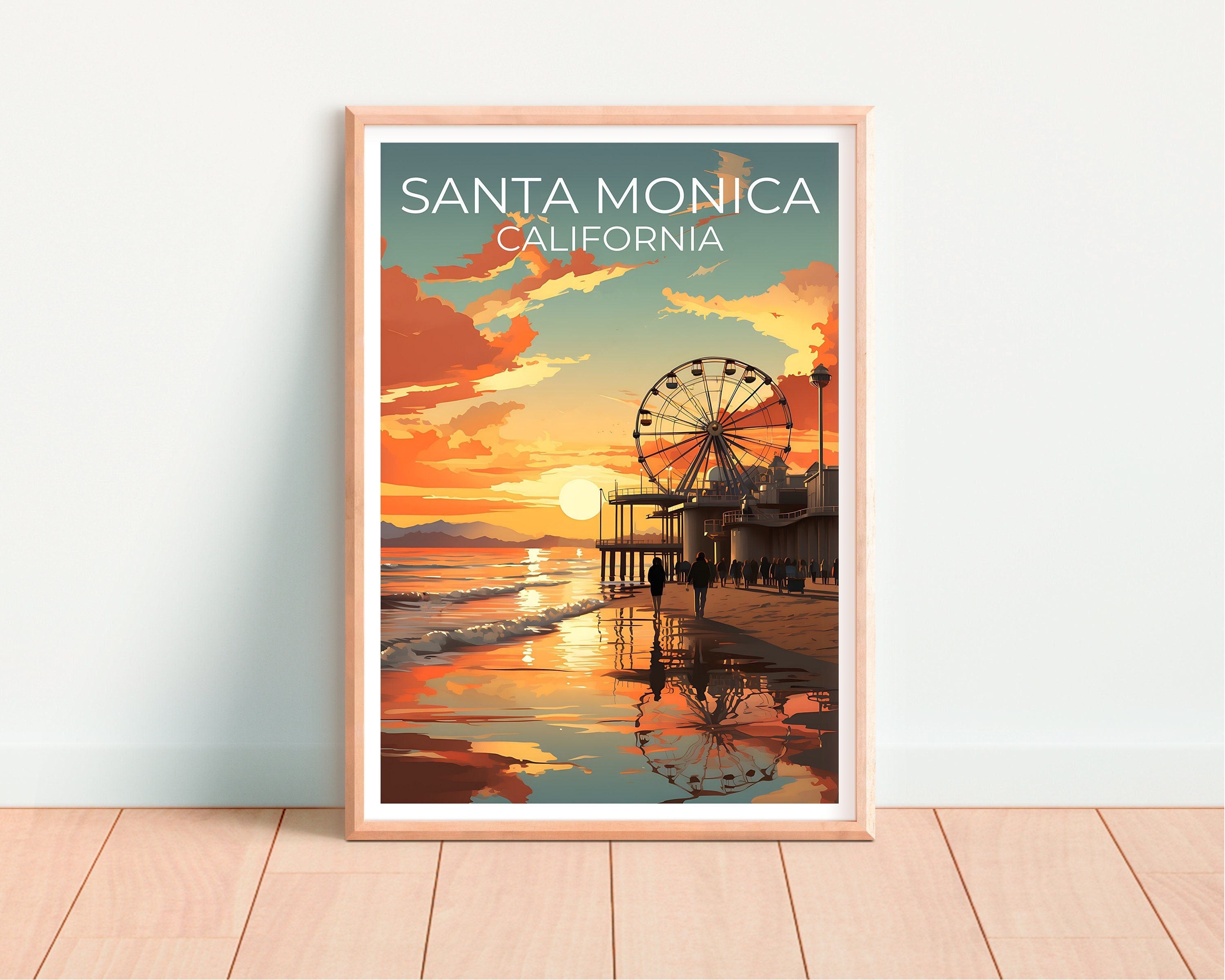 Santa Monica Travel Poster, California Wall Art, California Print,santa ...