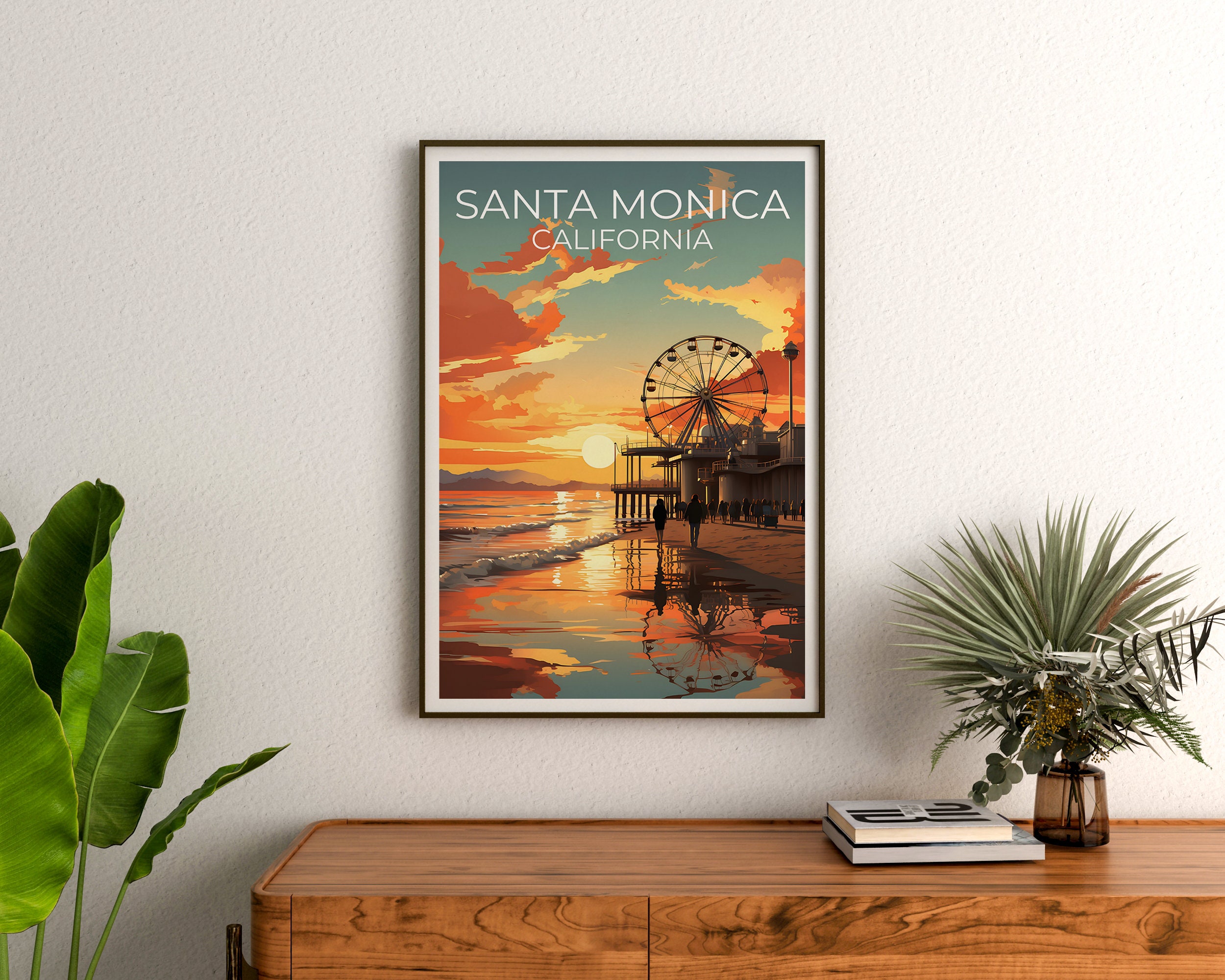 Santa Monica Travel Poster, California Wall Art, California Print,santa ...