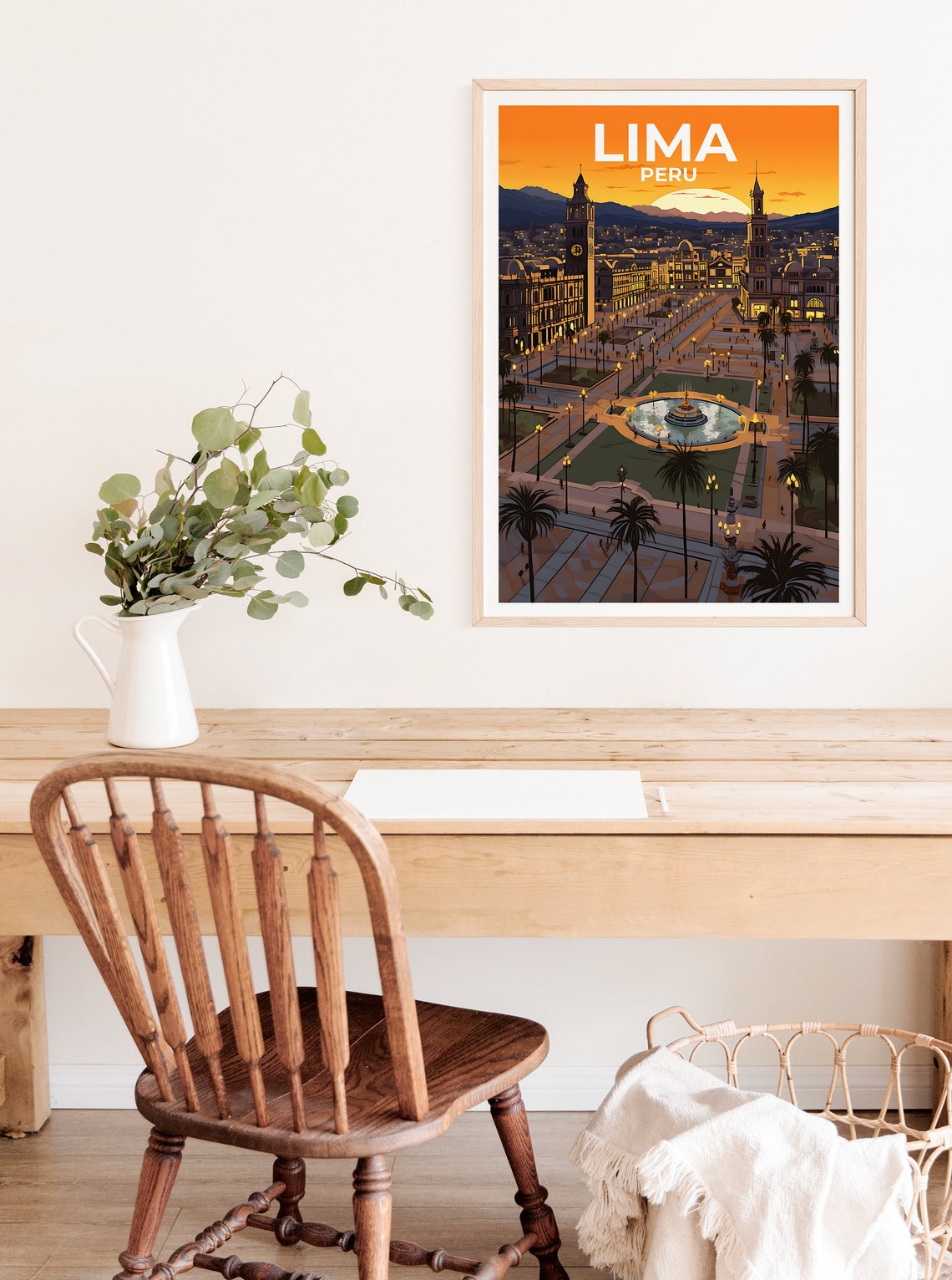 Lima Travel Poster, Peru Wall Art, Peru Print, Lima Poster, Plaza De ...