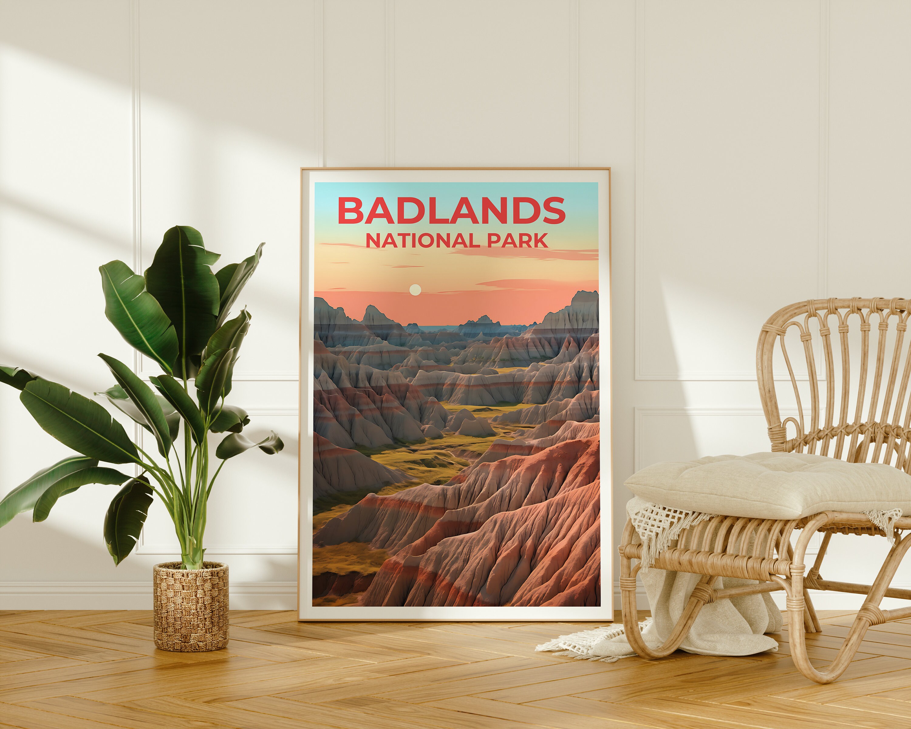 Badlands Travel Poster, South Dakota Art, South Dakota Print, Badlands ...