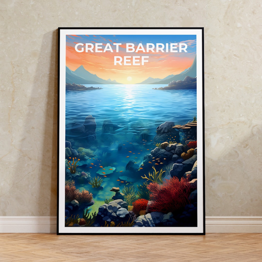 Great Barrier Reef Poster, Coral Reef Wall Art, Nature Print, Great ...