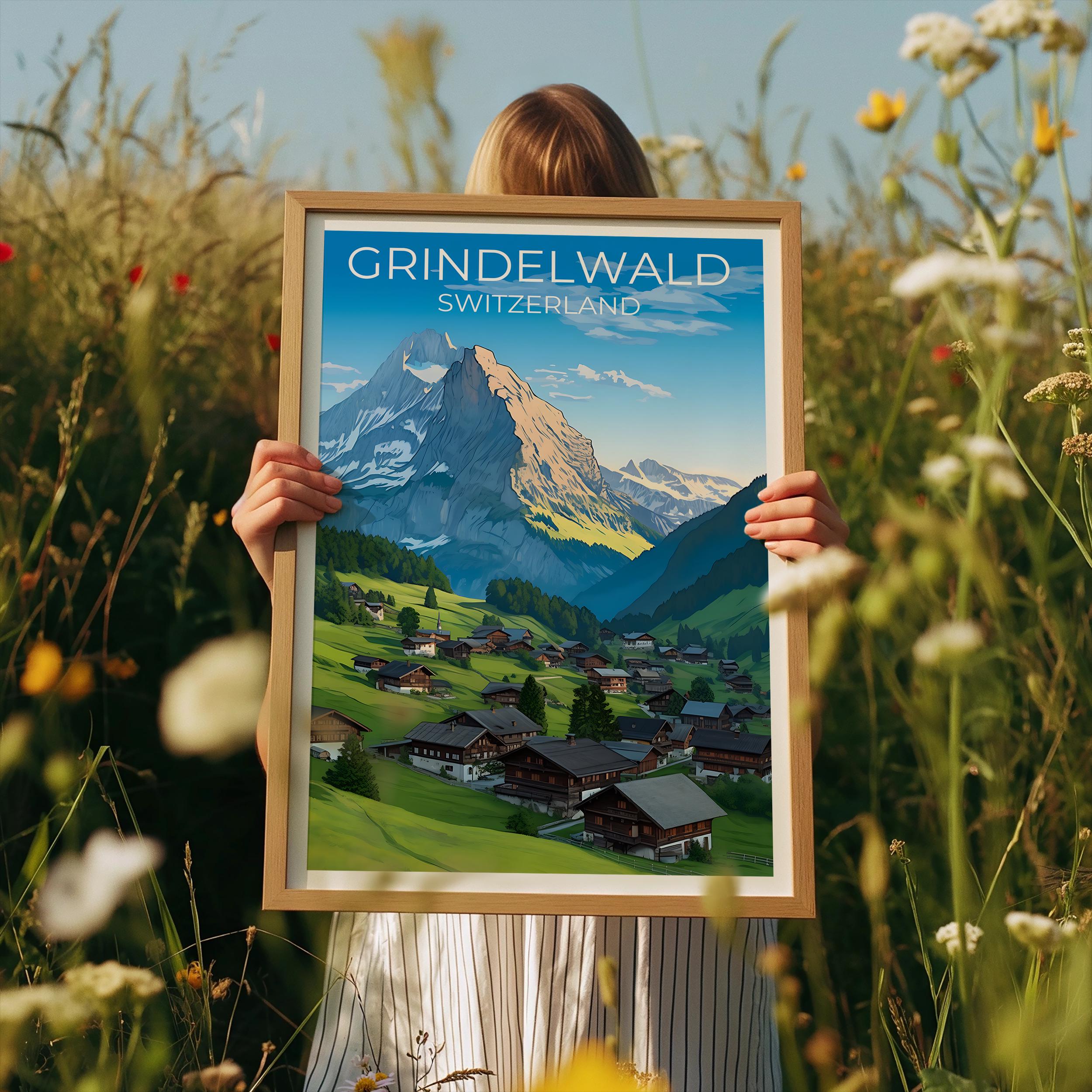 Grindelwald Travel Poster, Switzerland Wall Art, Switzerland Print ...
