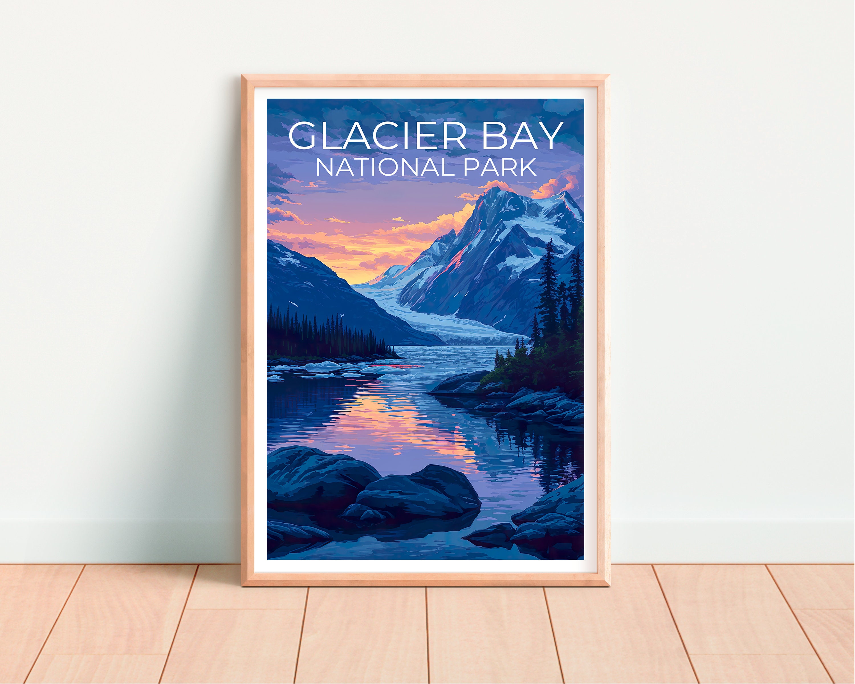 Glacier Bay Travel Poster, Alaska Wall Art, Alaska Print, Glacier Bay ...