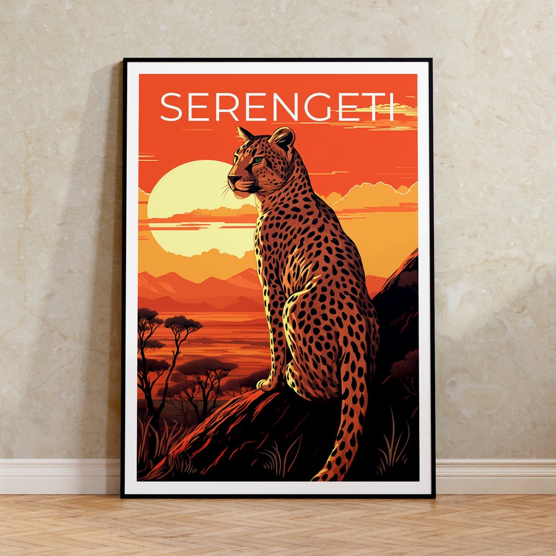 Serengeti Travel Poster, Cheetah Wall Art, Cheetah Print, Serengeti ...
