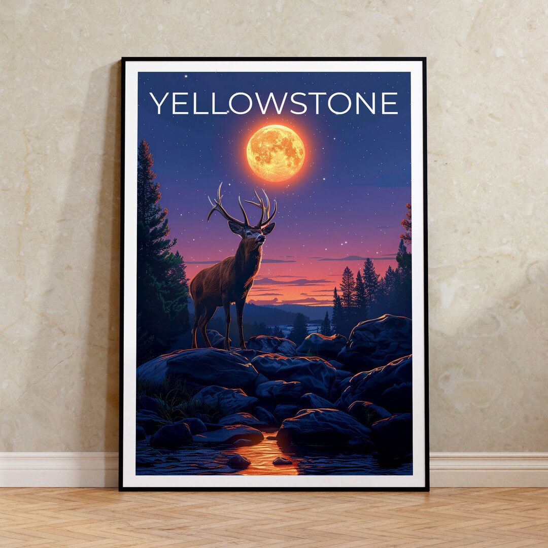 Yellowstone Poster, Yellowstone Print, Deer Poster, Deer Print, Wyoming ...