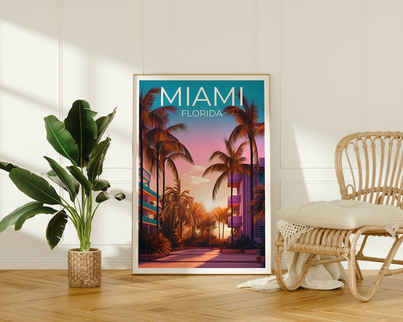 Miami Travel Poster, Florida Wall Art, Florida Print, Miami Poster ...