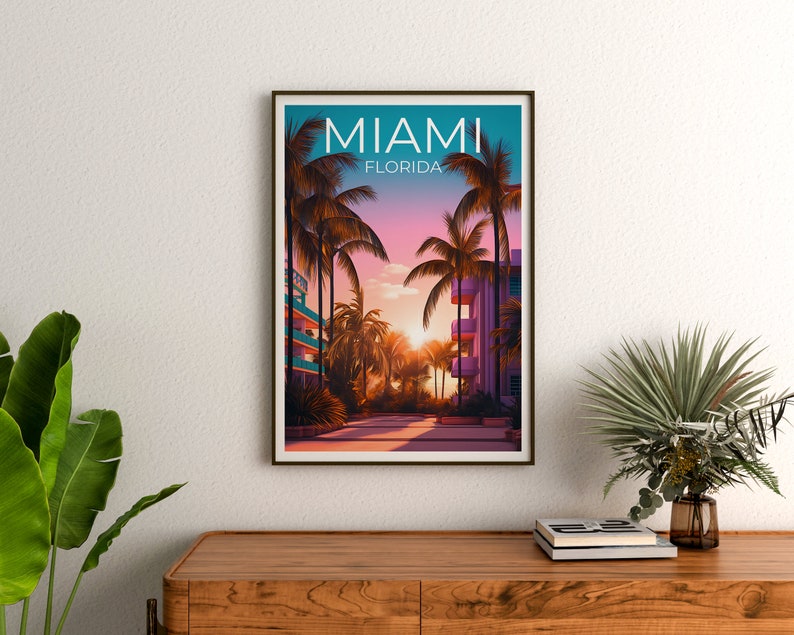 Miami Travel Poster, Florida Wall Art, Florida Print, Miami Poster ...