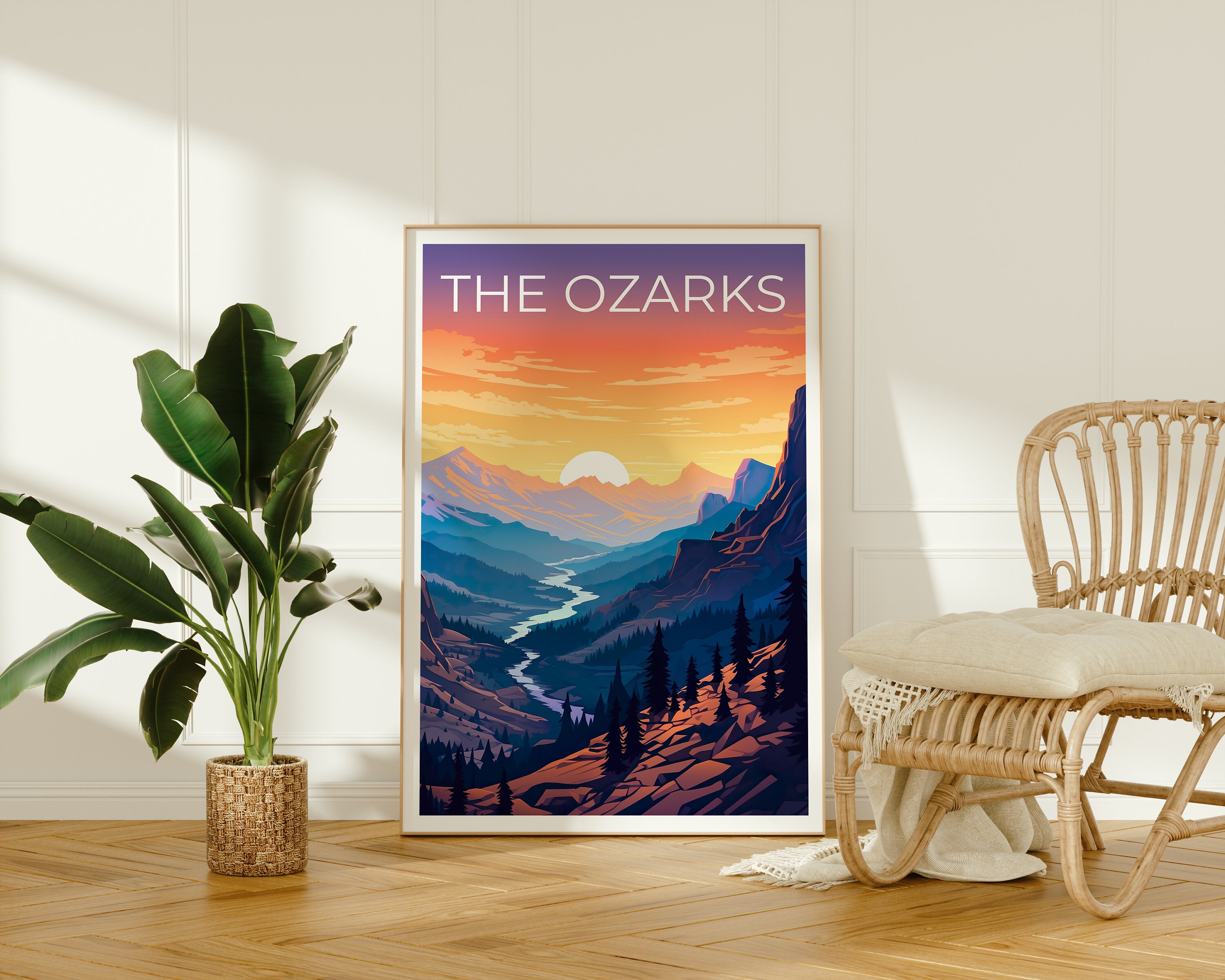Ozarks Travel Poster, Mountains Wall Art, Mountains Print, Ozarks ...