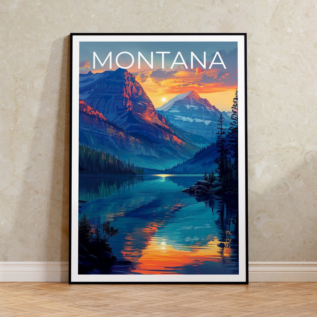 Montana Poster, Montana Print, Mountain Poster, Hiking Poster, Montana ...