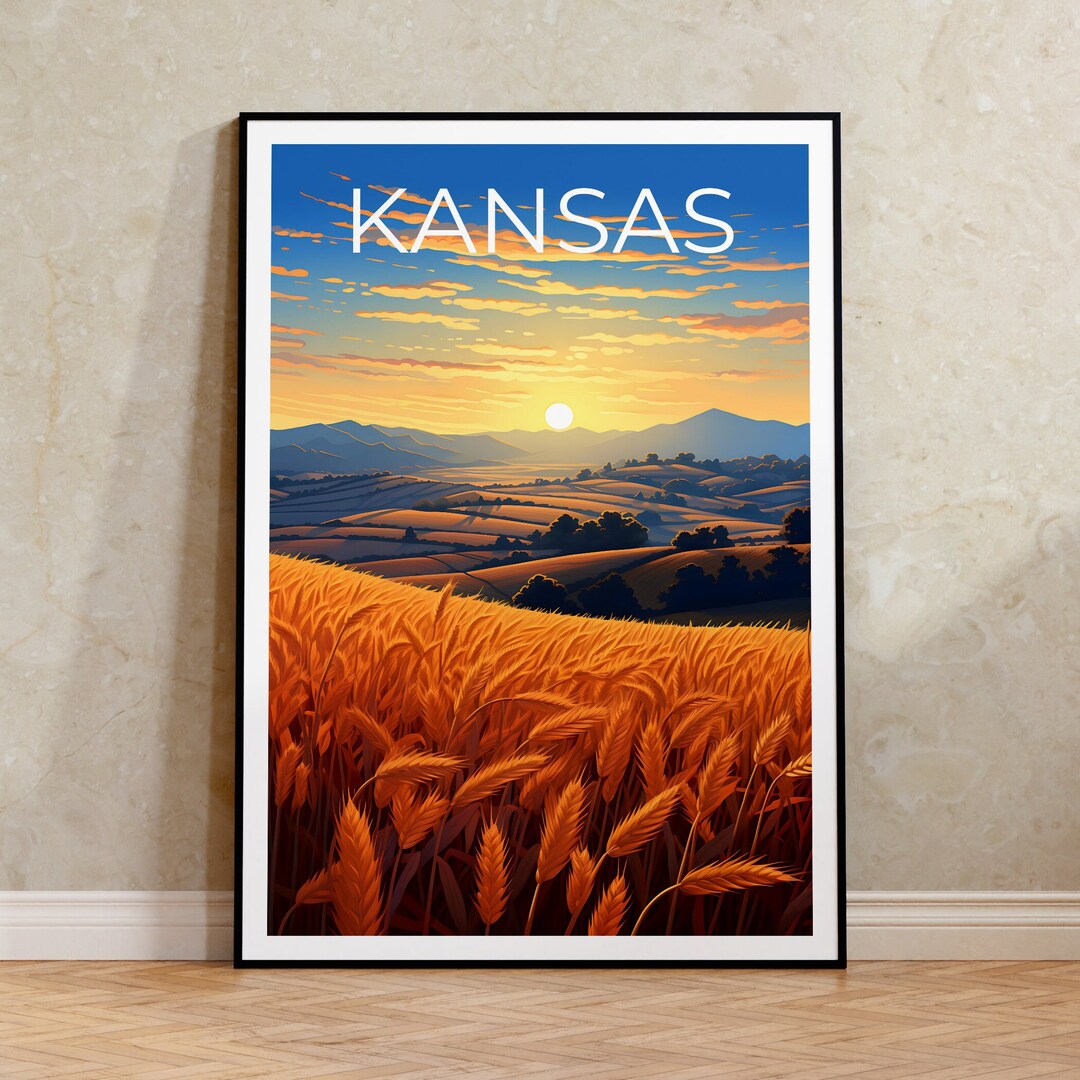 Kansas Travel Poster, Plains Wall Art, Cornfields Print, Plains Poster ...