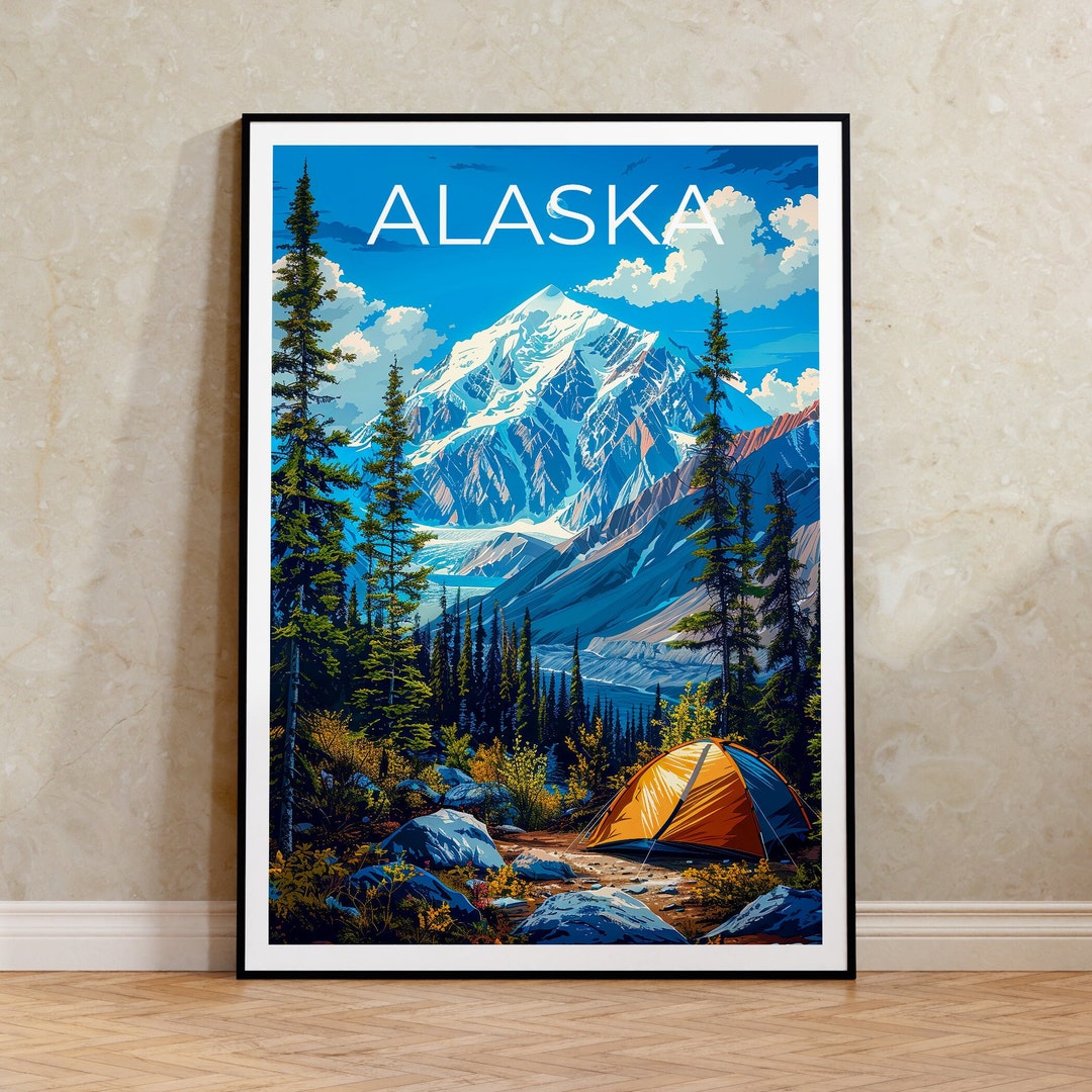 Alaska Poster, Alaska Print, Mountain Poster, Mountain Print, Alaska ...