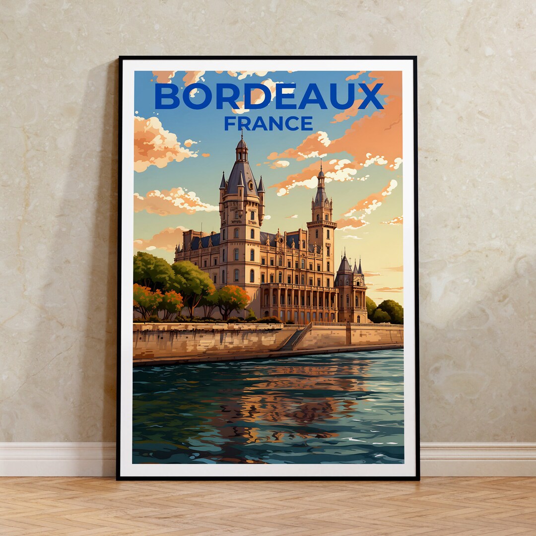 Affiche voyage Bordeaux, art mural France, impression France, affiche Bordeaux, affiche Europe ...